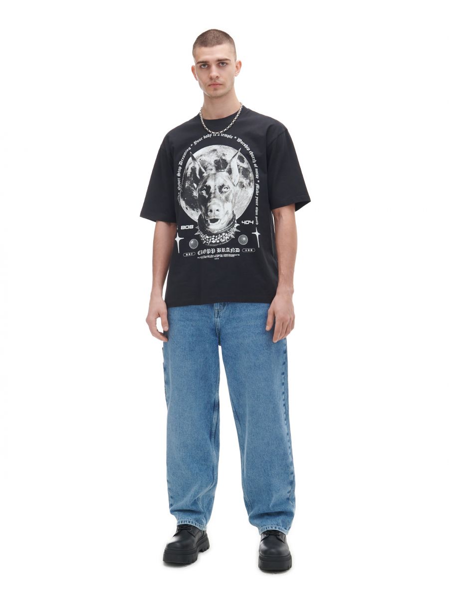 Czarna koszulka z fotoprintem - CROPP - 4958W-99X