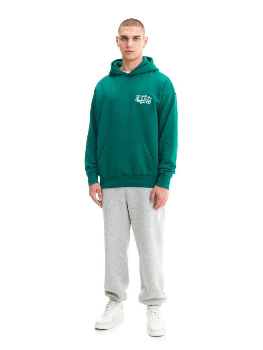 Ciemnozielona bluza z kapturem i nadrukiem - CROPP - 5362W-79X