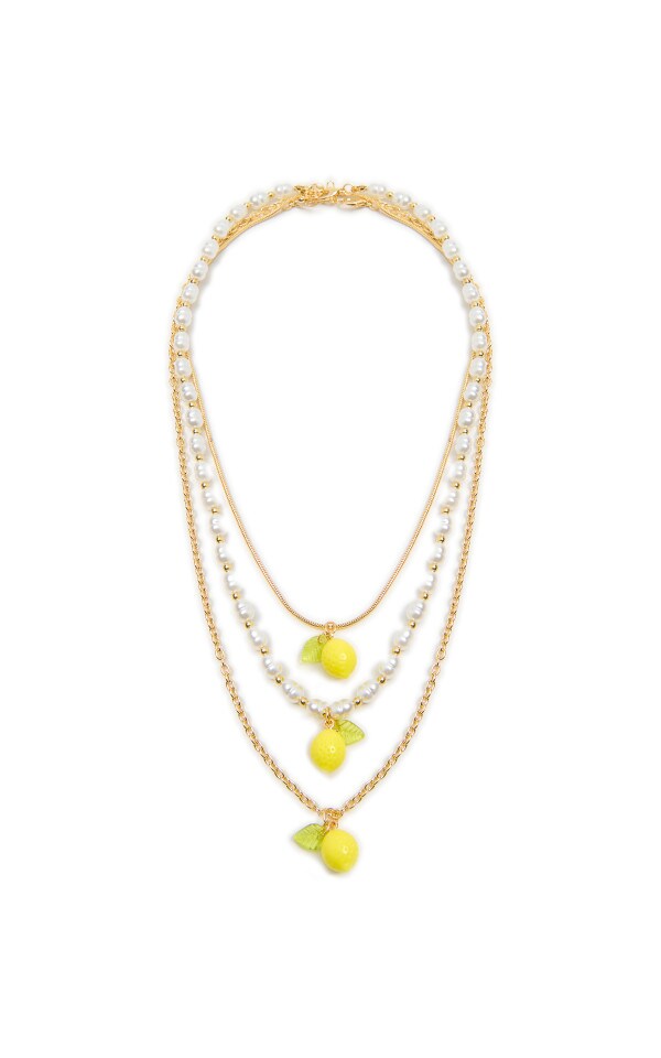 Zestaw naszyjników z motywem cytryn - CROPP - 140GB-GLD