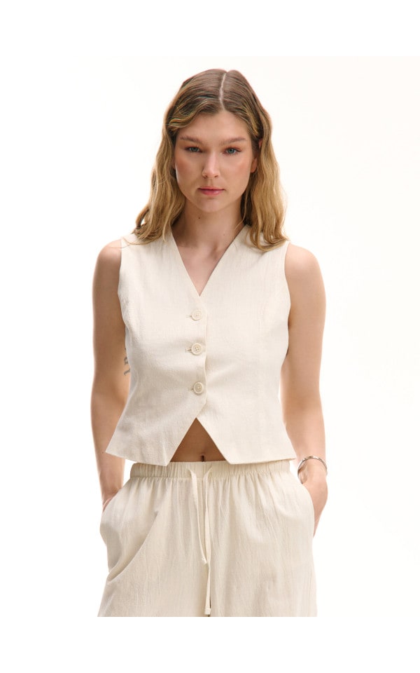 Chaleco Color crema - CROPP - 149CU-01X