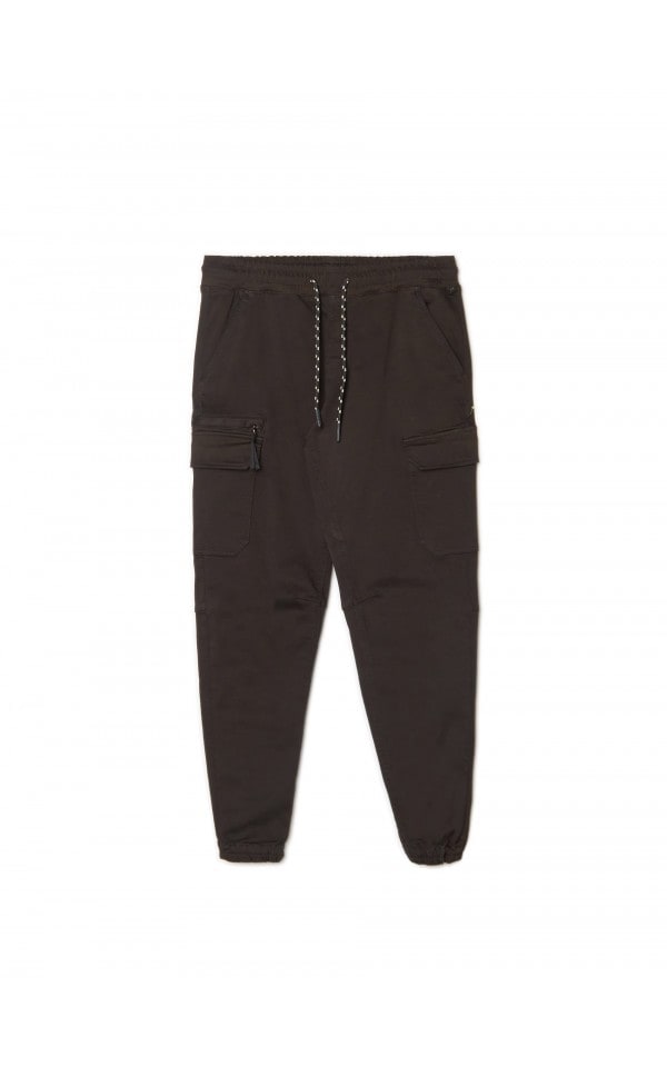 Czarne Joggery Z Kieszeniami Cargo Cropp 4187w 99x