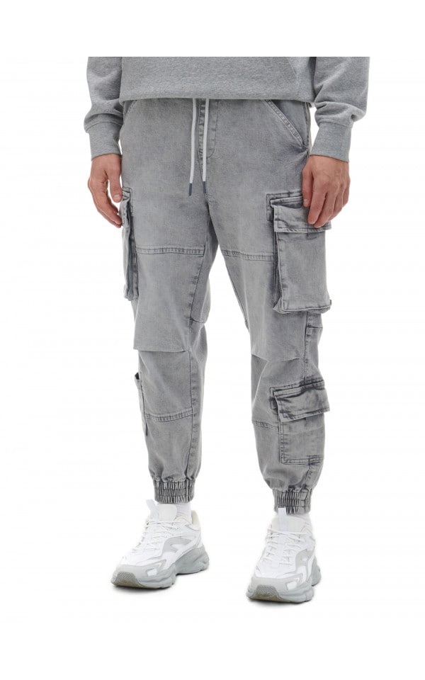 Szare jeansowe joggery z kieszeniami cargo - CROPP - 4385W-09J