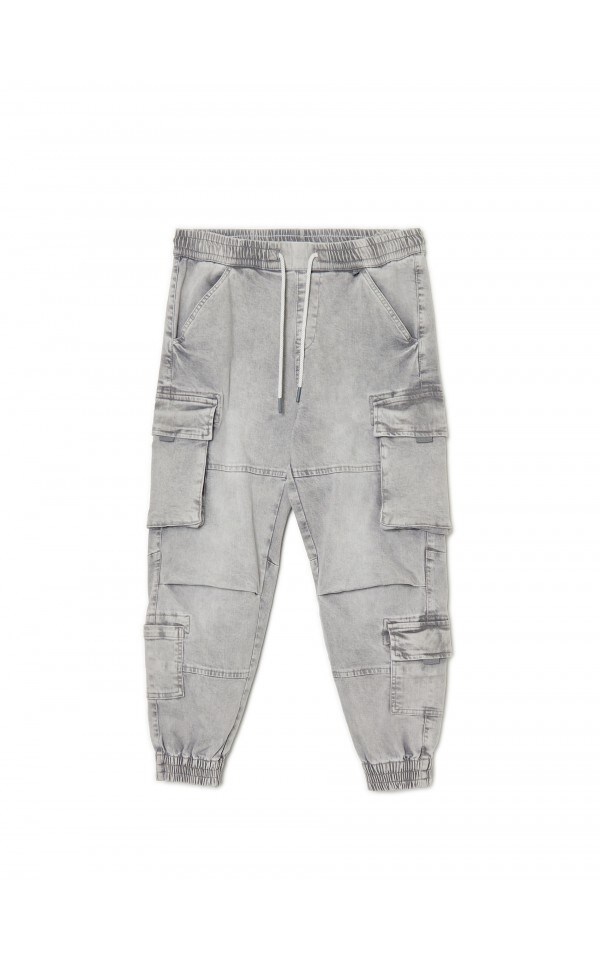 Szare Jeansowe Joggery Z Kieszeniami Cargo Cropp 4385w 09j