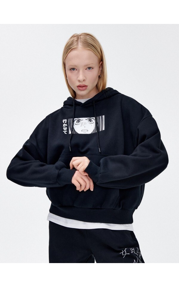 Hanorac de damă cu glugă Culoare negru - CROPP - 5169N-99X