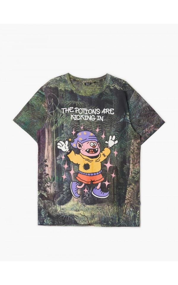 Majica kratkih rukava s printom preko cele površine, CROPP, 7258N-78X