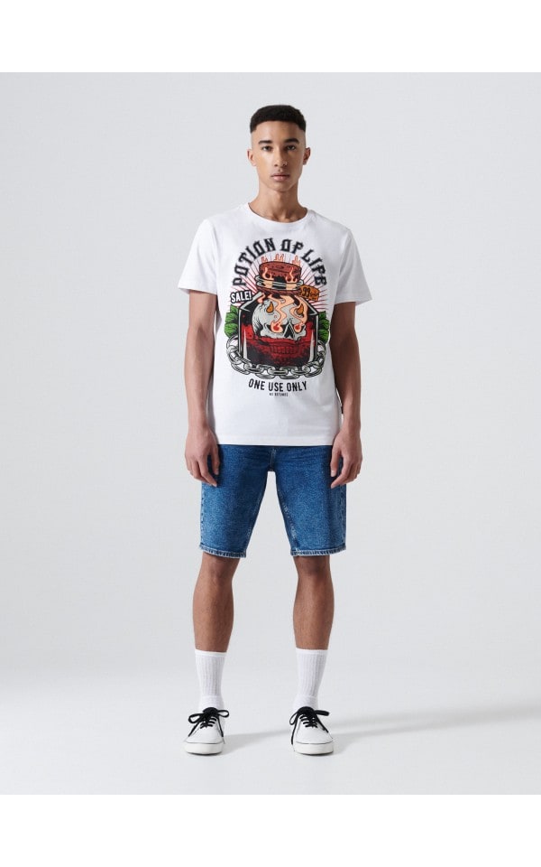 Tričko s potiskem Barva bílá - CROPP - 7517E-00X