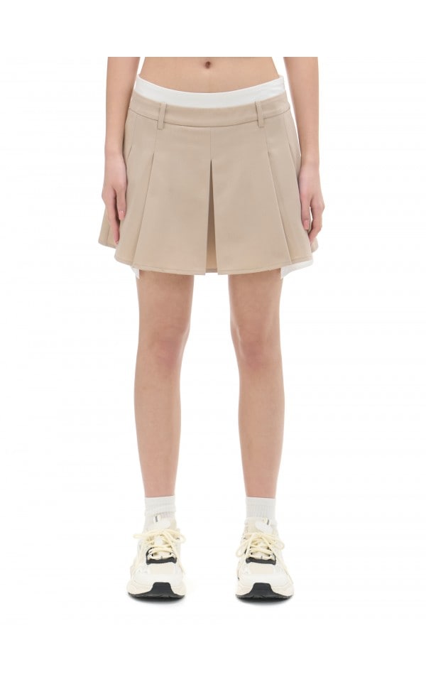 Jasna mini z plisami - CROPP - 9533Y-08X