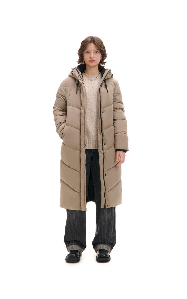 Palton cu glugă Culoare cafeniu - CROPP - 992AQ-84X